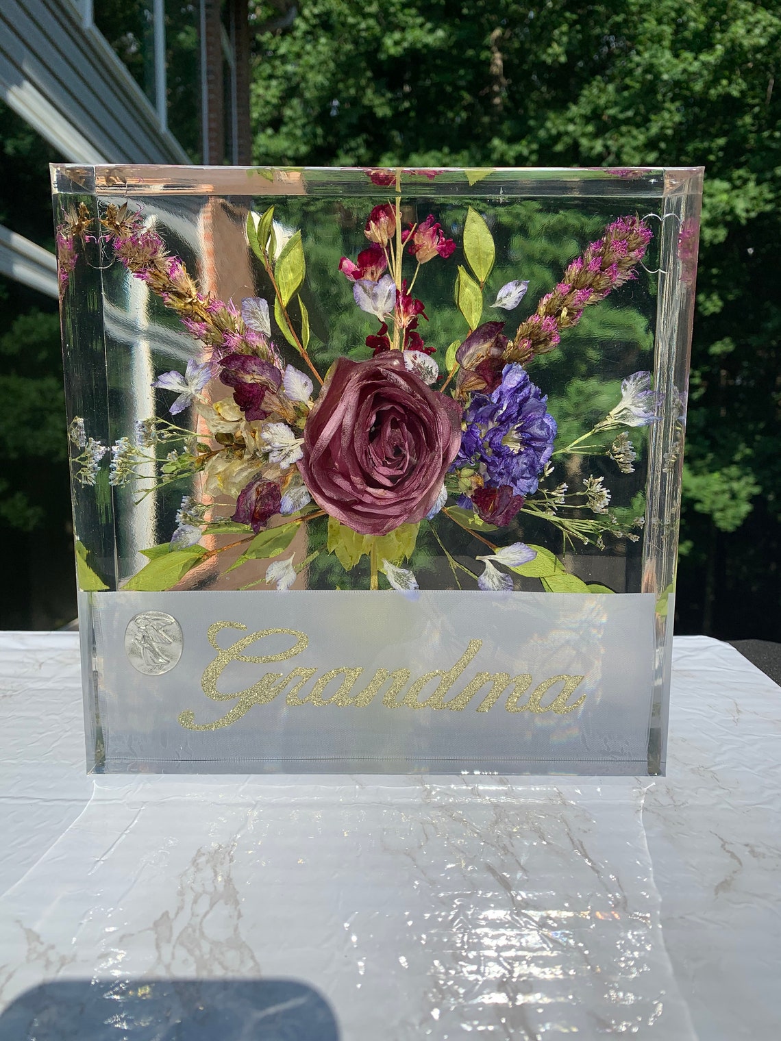 Custom Memorial Block Memorial Display Cremation Ashes Art - Etsy