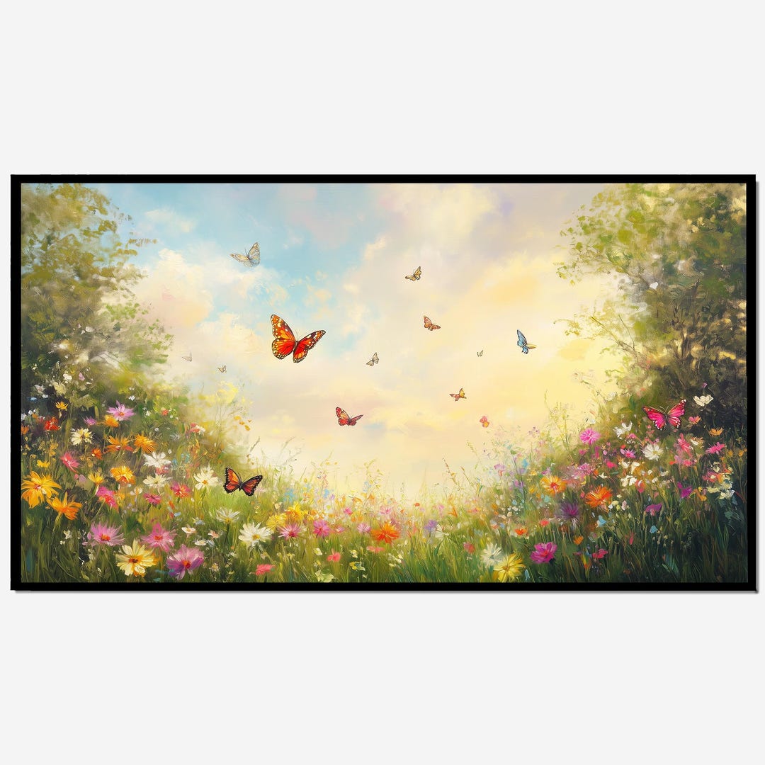 Frame TV Spring Art, the Frame TV Spring Butterflies Art, Home Decor TV ...