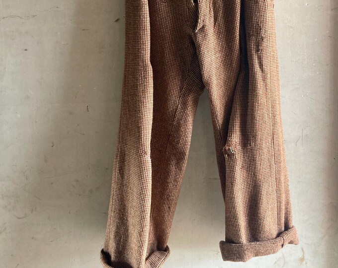 Vintage Rustic Farm Pants in Brown Gingham, Worn-in, Patches ...
