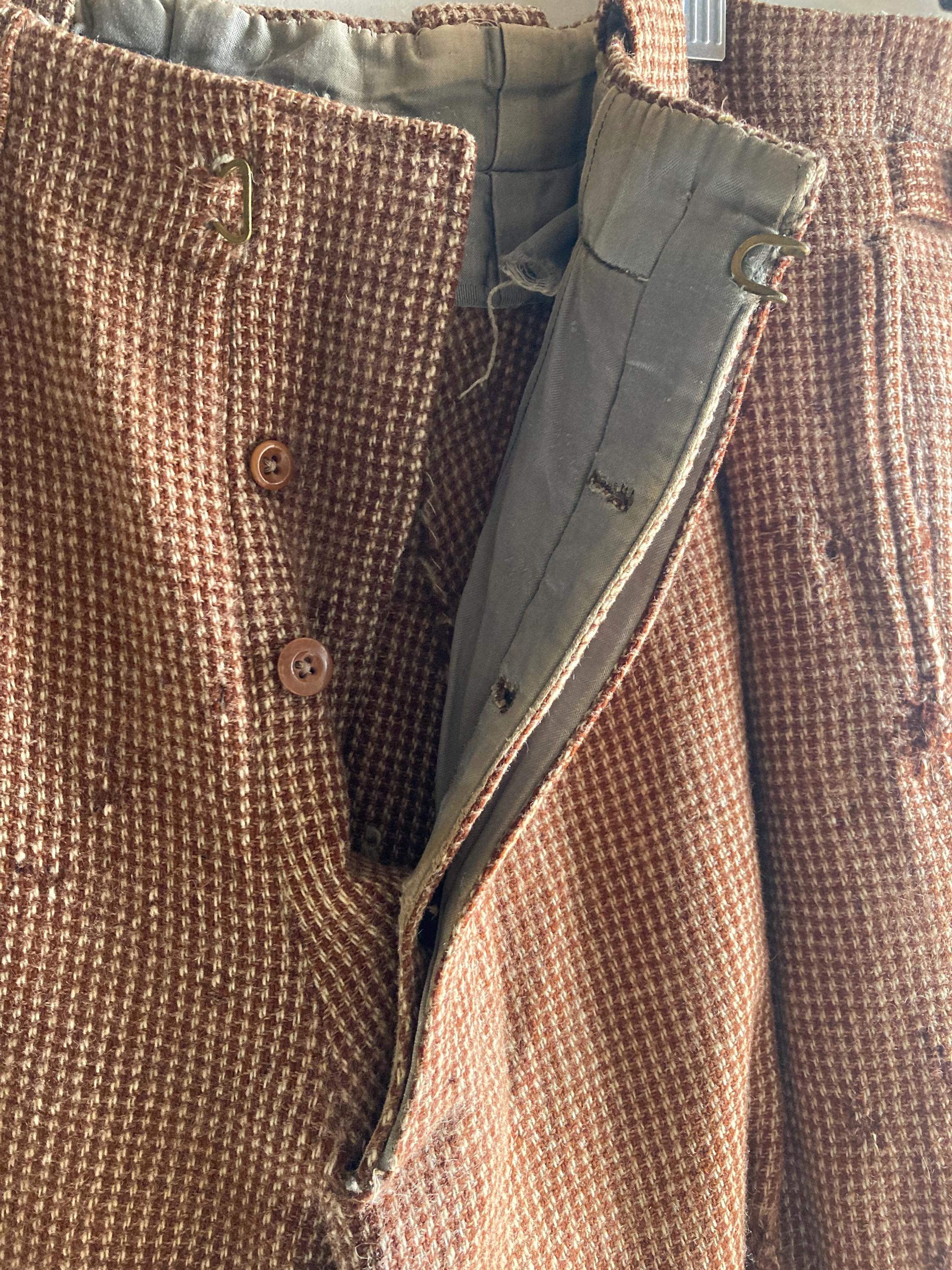 Vintage Rustic Farm Pants in Brown Gingham, Worn-in, Patches ...