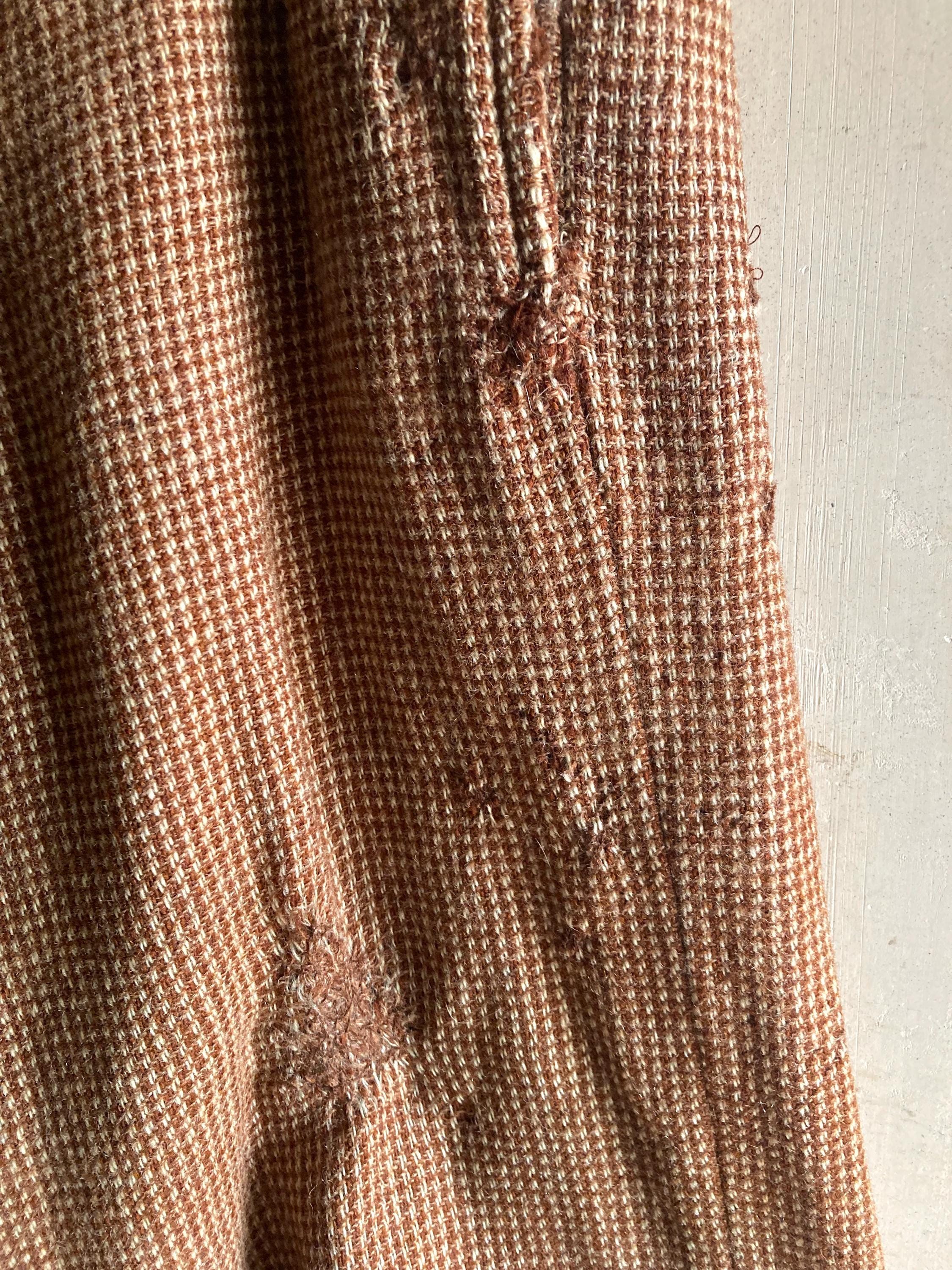 Vintage Rustic Farm Pants in Brown Gingham, Worn-in, Patches ...