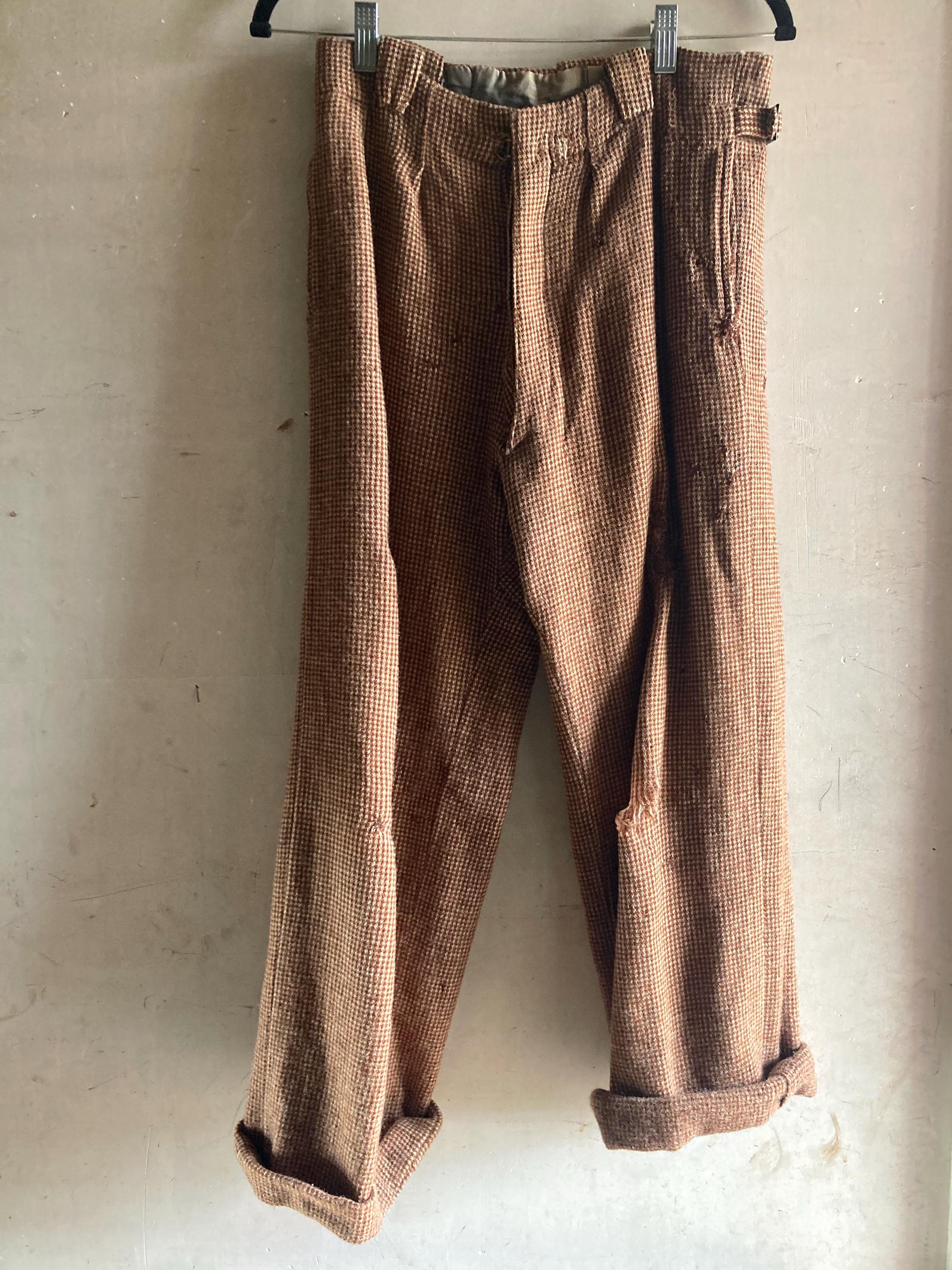 Vintage Rustic Farm Pants in Brown Gingham, Worn-in, Patches ...