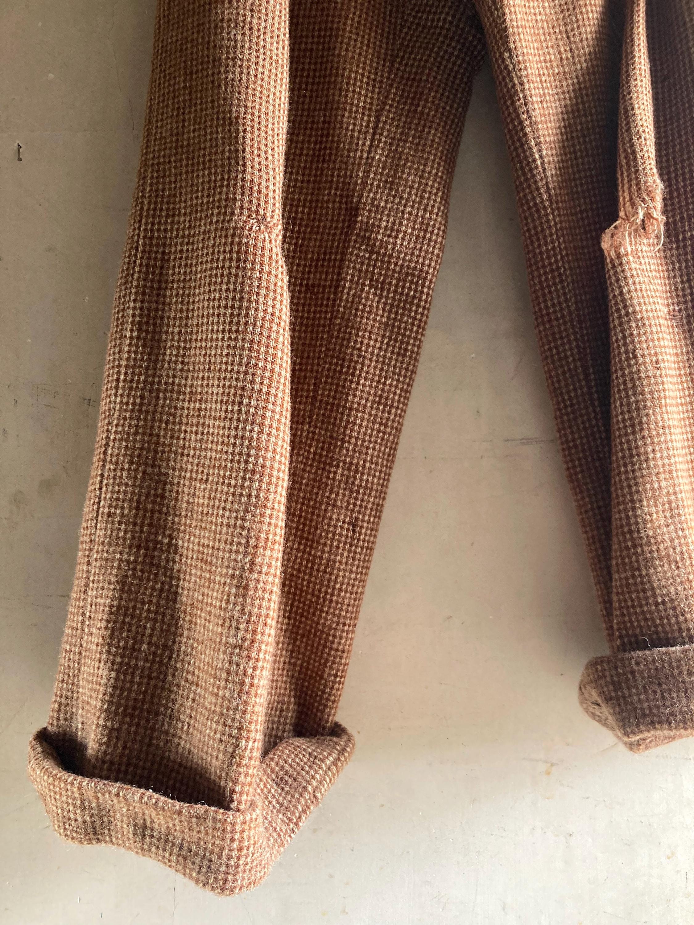 Vintage Rustic Farm Pants in Brown Gingham, Worn-in, Patches ...