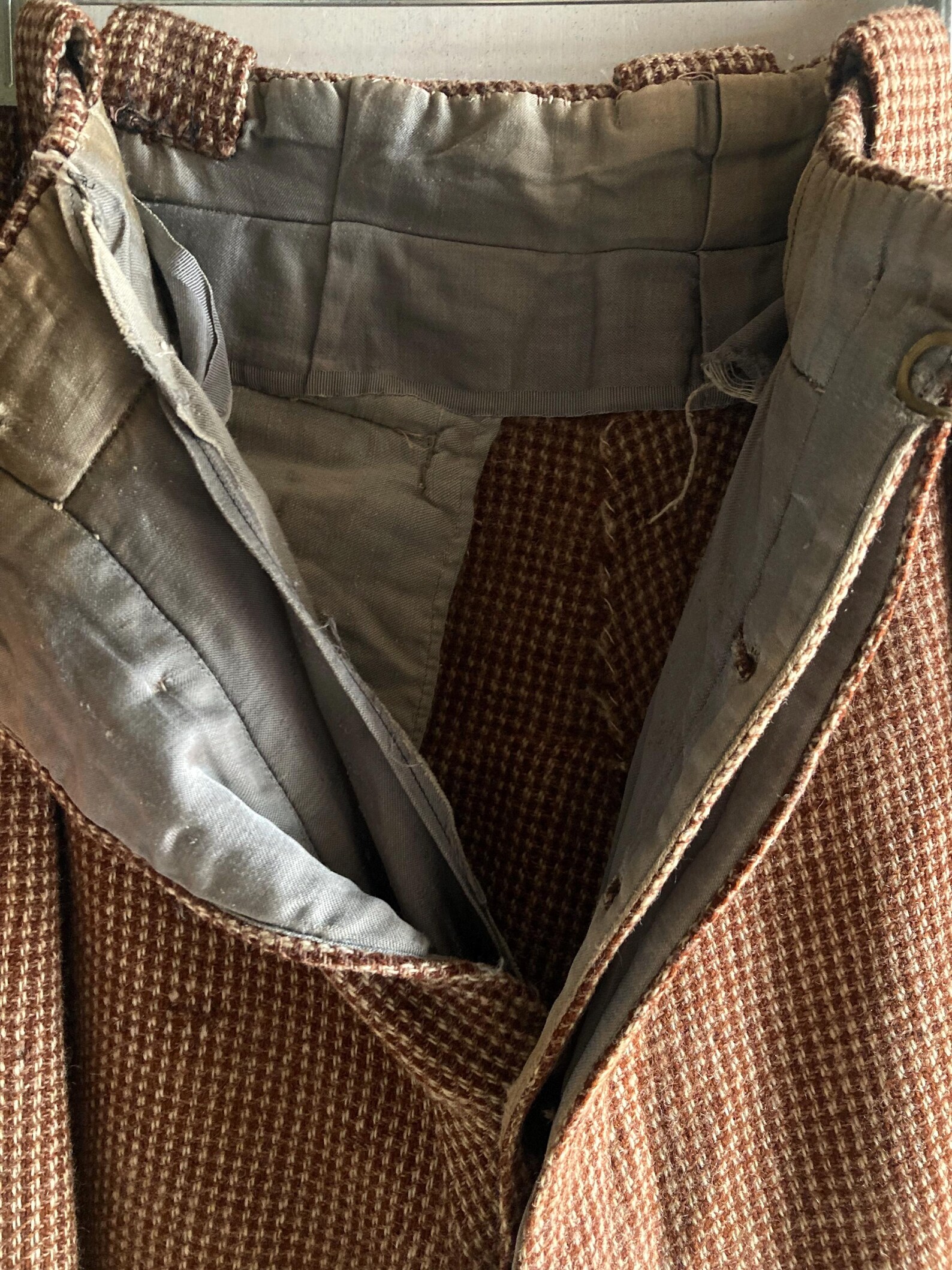 Vintage Rustic Farm Pants in Brown Gingham, Worn-in, Patches ...