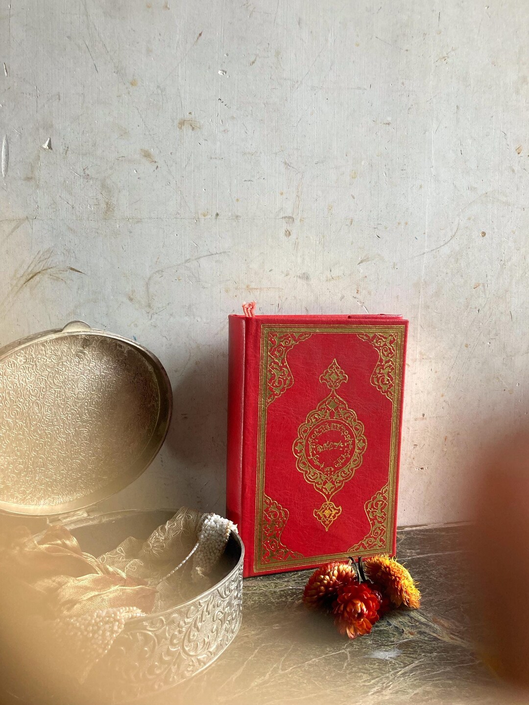 Vintage Red Qu'aran Book, Koran Kur'an-i Kerim Hardcover, Antiquarian ...