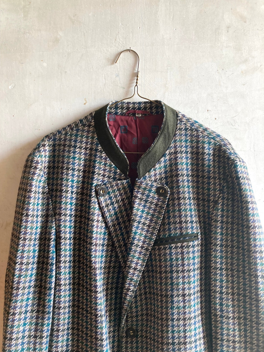 Vintage Wool Traditional Austrian Jacket, Houndstooth Blazer, Size ...