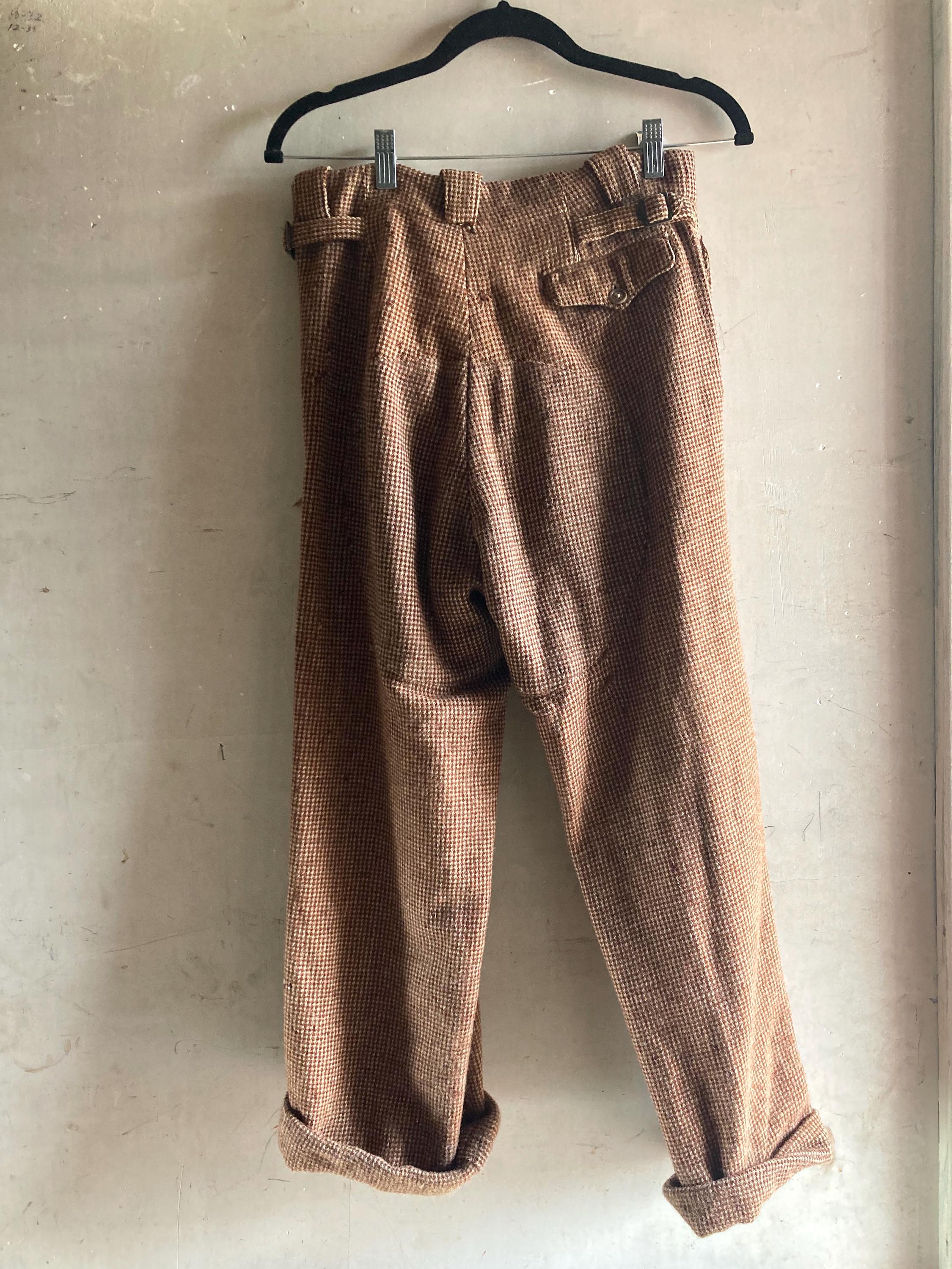 Vintage Rustic Farm Pants in Brown Gingham, Worn-in, Patches ...