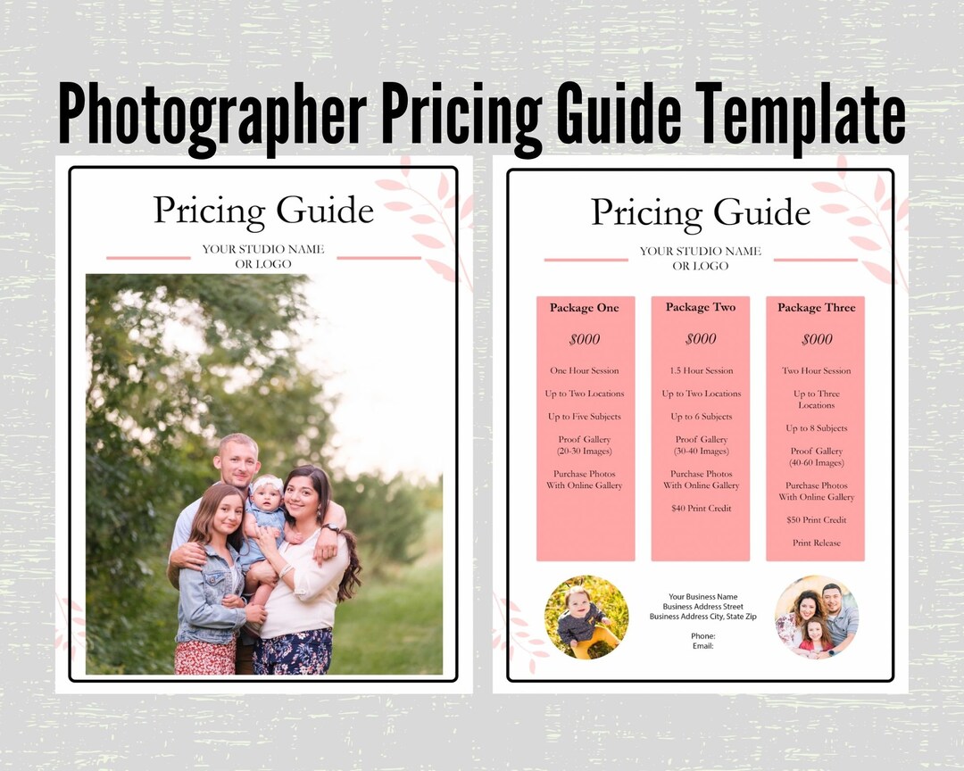 Photography Pricing Template, Family Pricing Guide, Photography ...