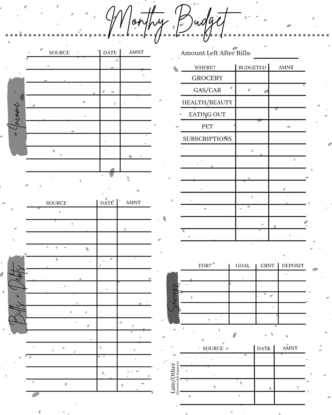 Monthly Budget Planner - Etsy