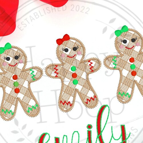 Gingham Gingerbread Trio Boy Girl Gingerbread Embroidery - Etsy