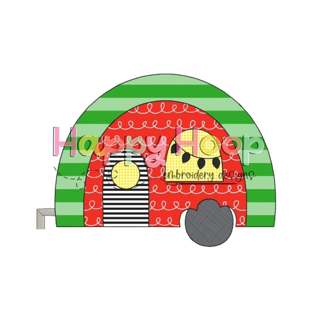 Watermelon Camper Bean Stitch Applique, Watermelon Embroidery Applique ...
