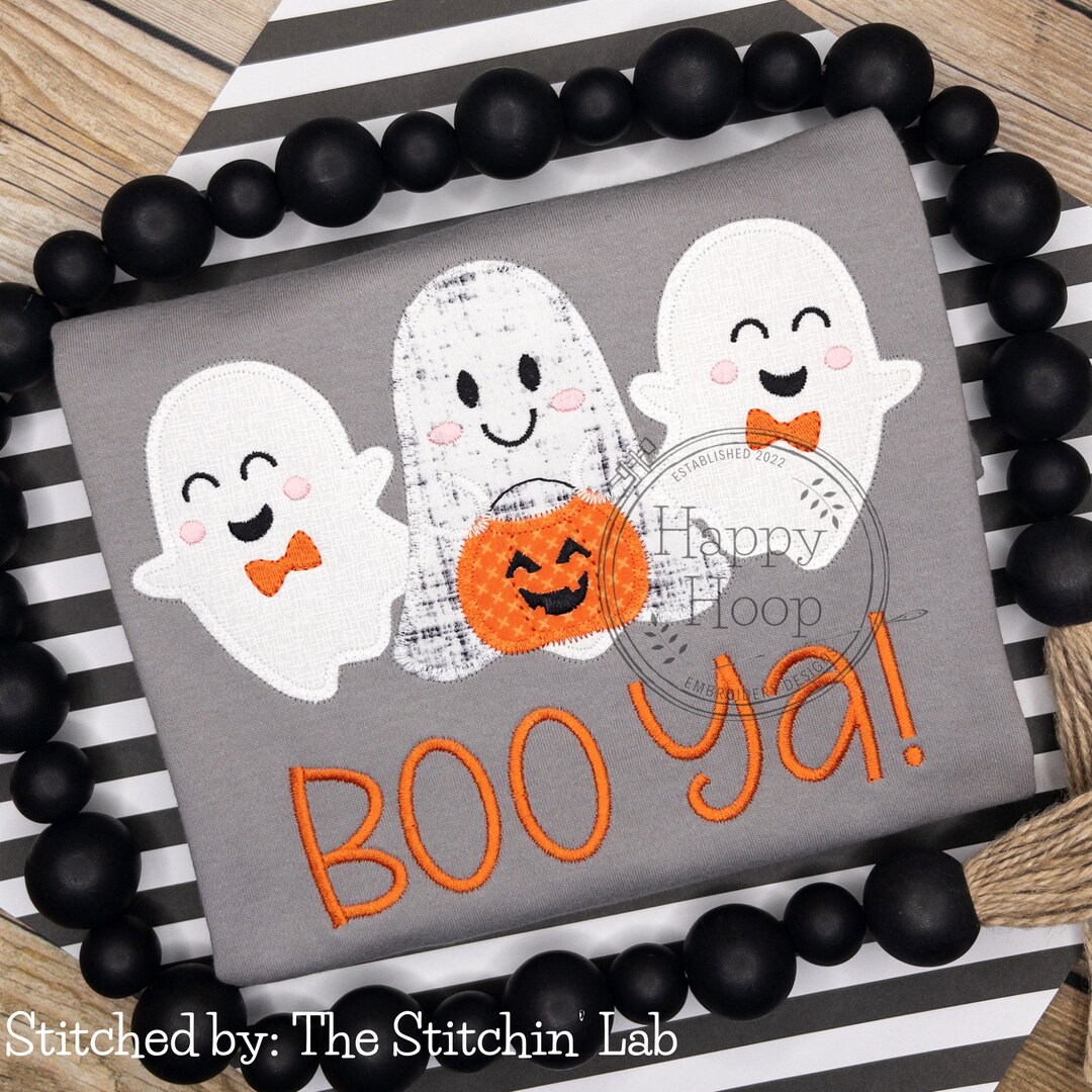 Boy Ghosts Zig Zag Applique, Trick or Treat Ghost Trio, Boy Ghost Applique Design, Halloween ...