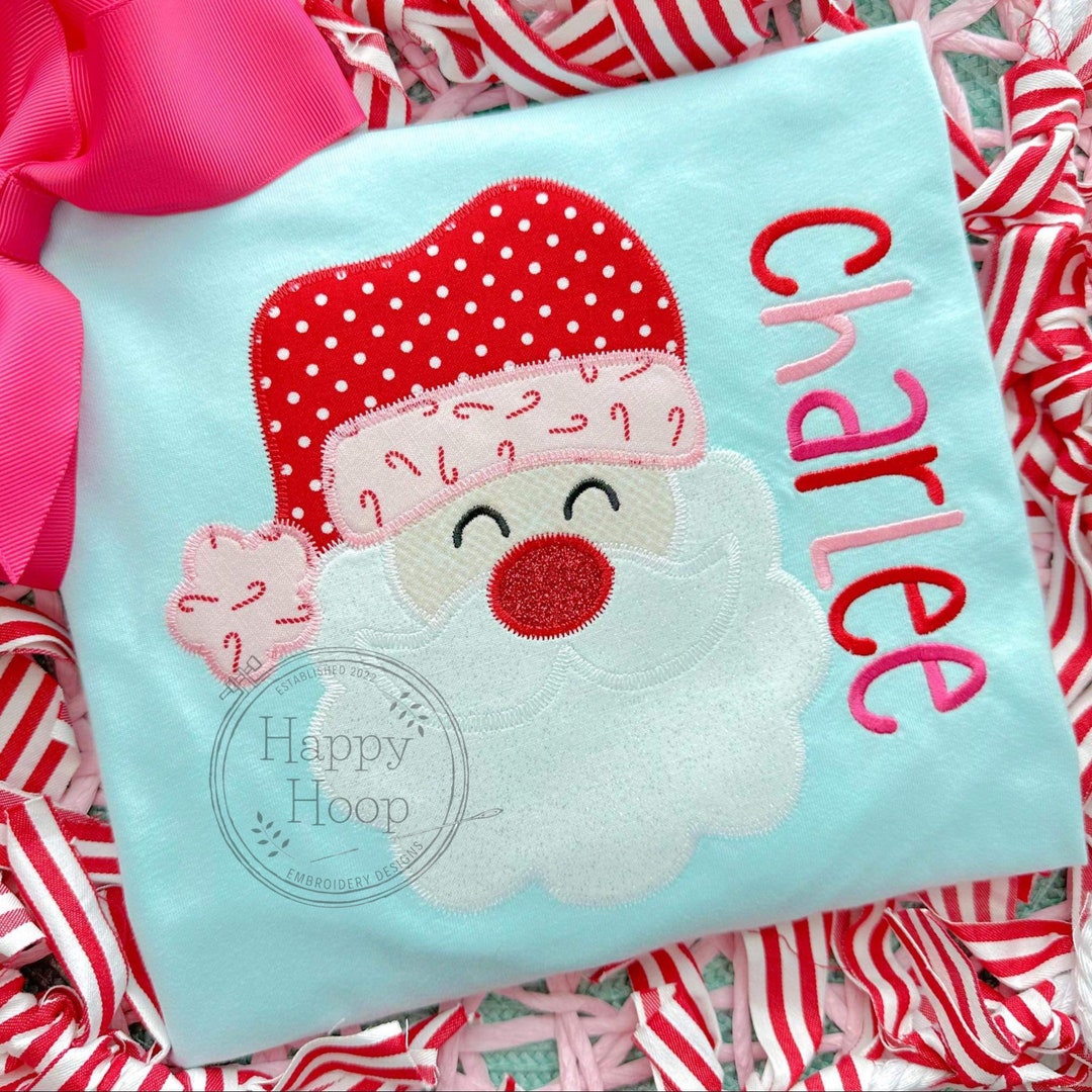 Santa Zig Zag Applique, Santa Claus Applique Design, Christmas Santa ...