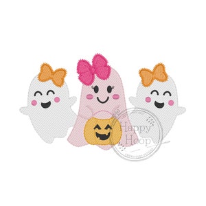 Girly Ghosts Sketch Fill Design, Trick or Treat Ghost Trio, Girl Ghost ...