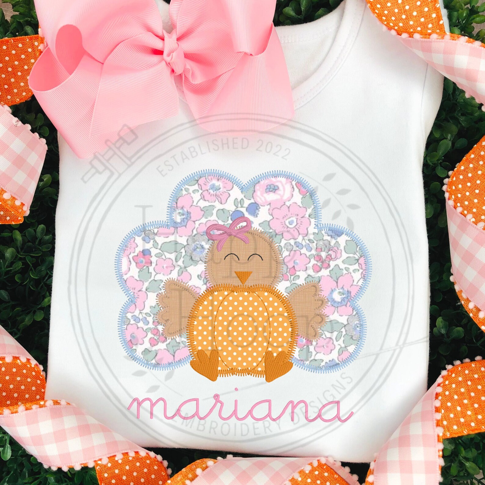 Pumpkin Turkey Zig Zag Applique Thanksgiving Turkey Applique - Etsy