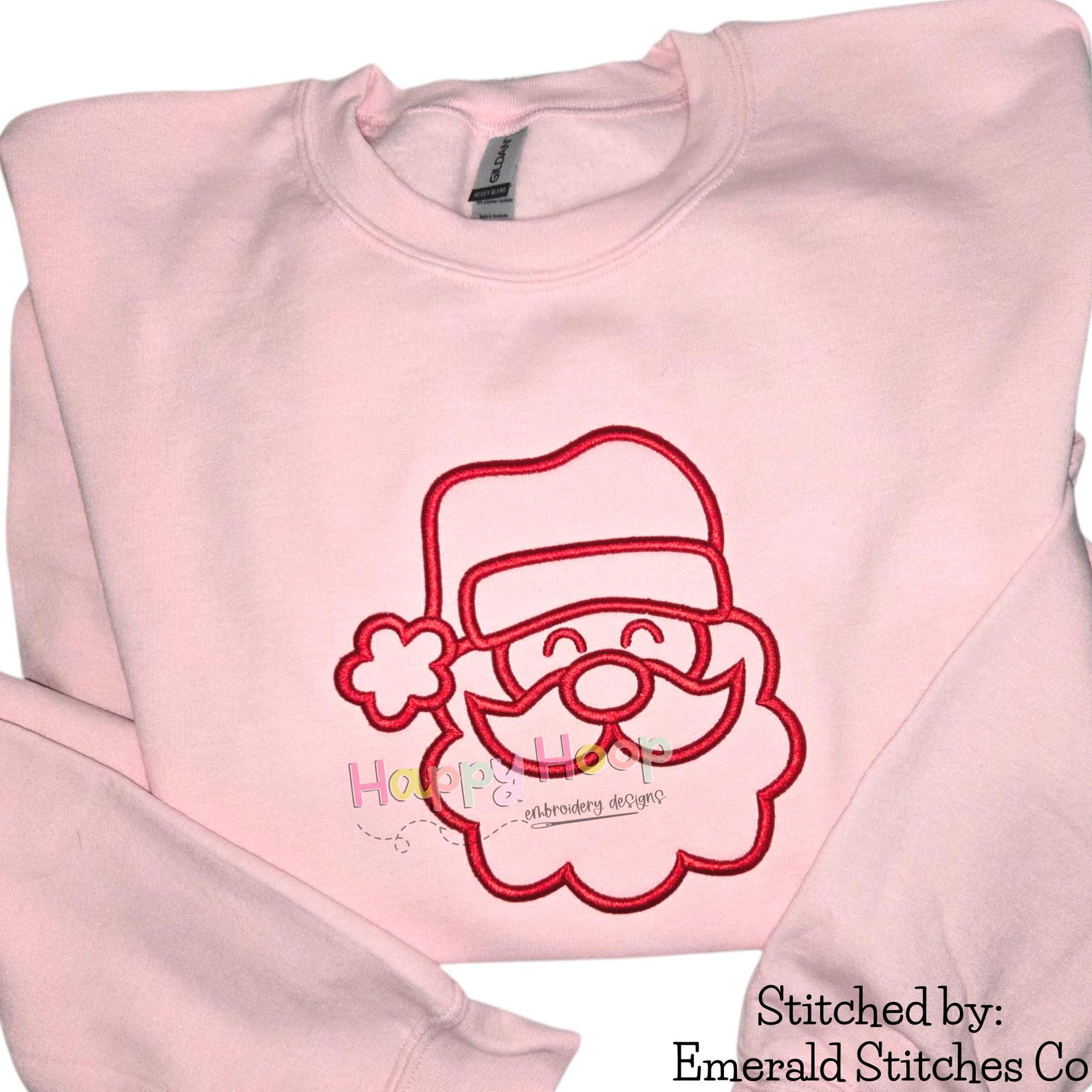 3D Puff Santa Outline Embroidery Design, 3D Puff Santa Claus Embroidery ...