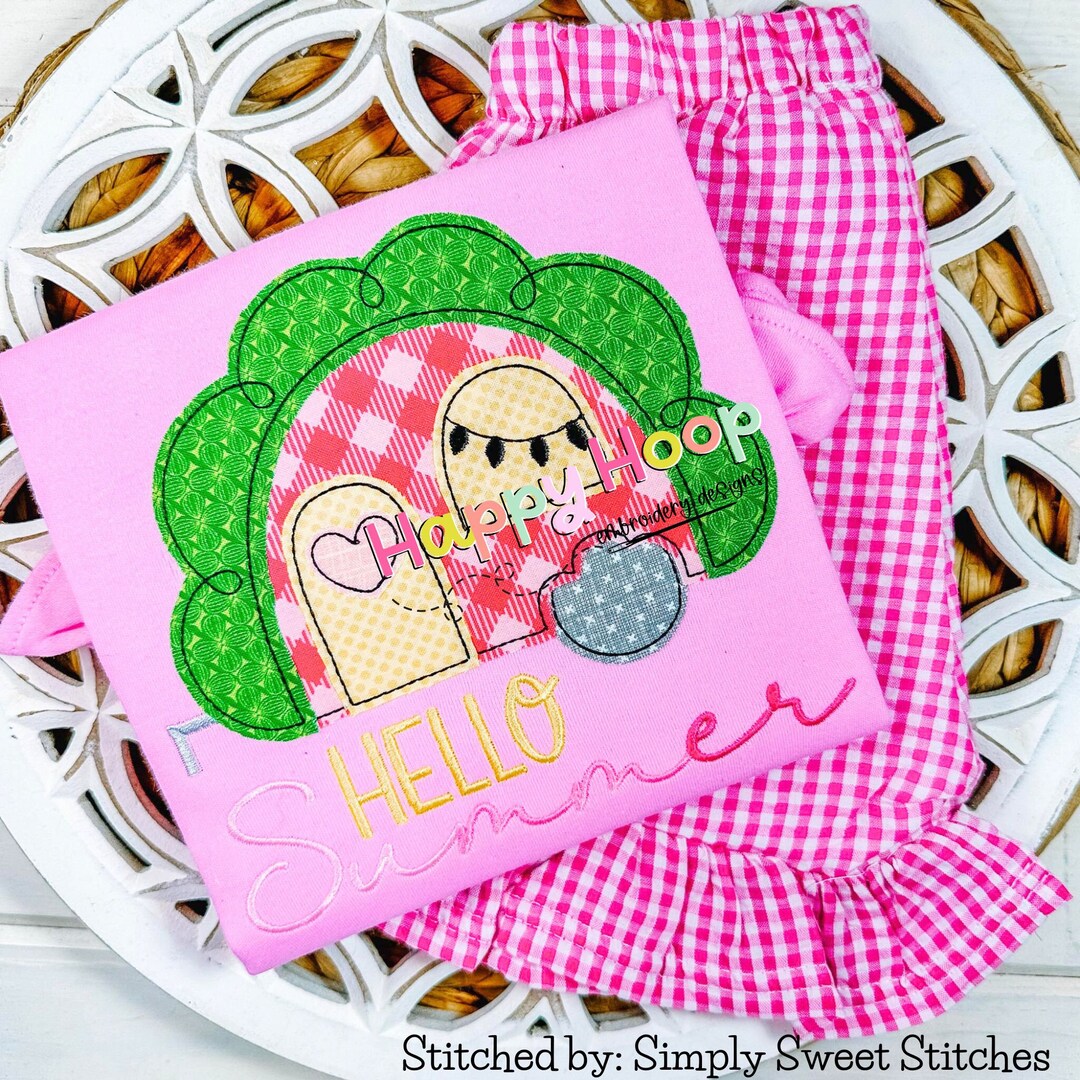 Scalloped Watermelon Camper Bean Stitch Applique, Watermelon Embroidery ...