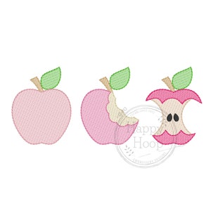 Apple Trio Sketch Embroidery Design, Back to School Embroidery, Sweet ...