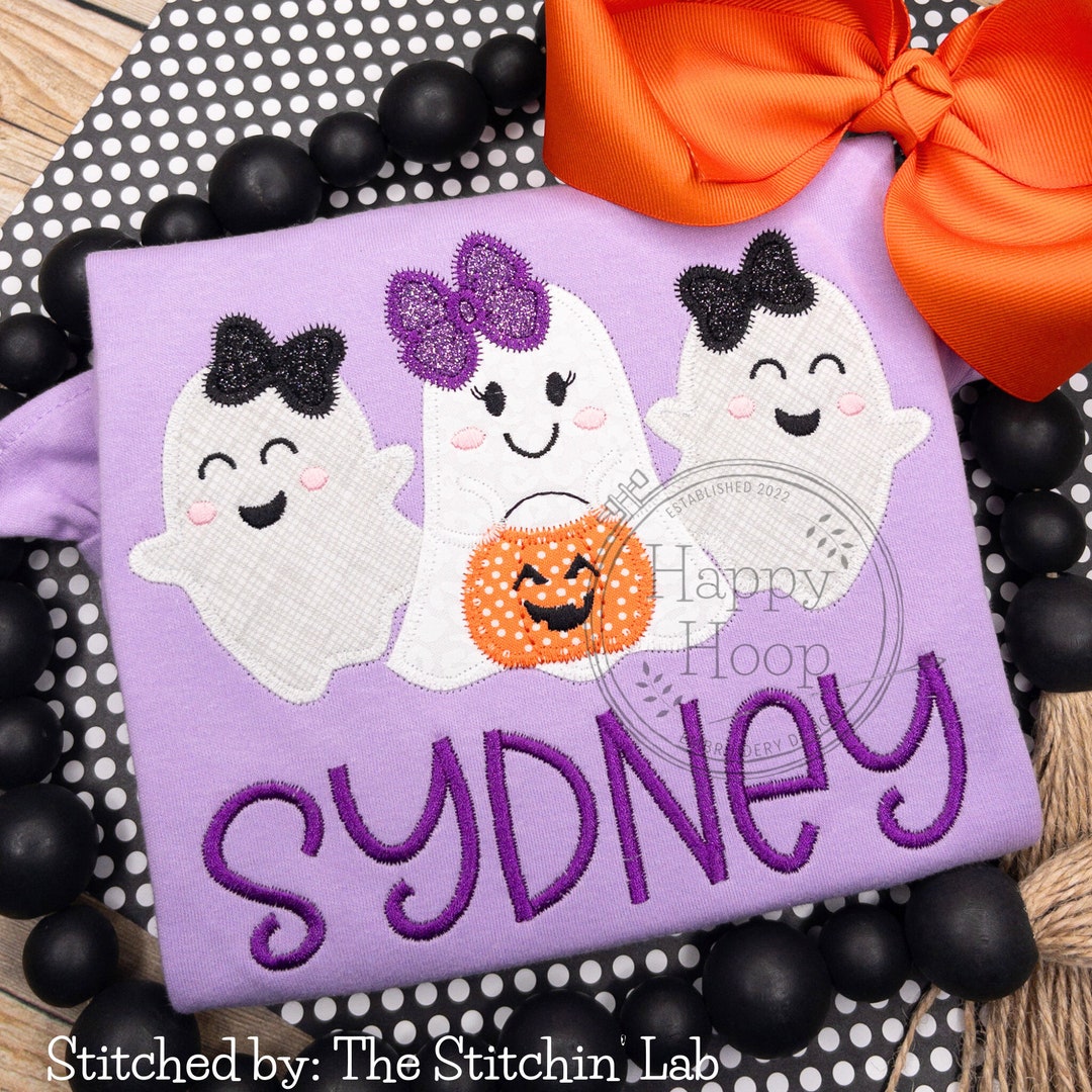Girly Ghosts Zig Zag Applique, Trick or Treat Ghost Trio, Girl Ghost ...