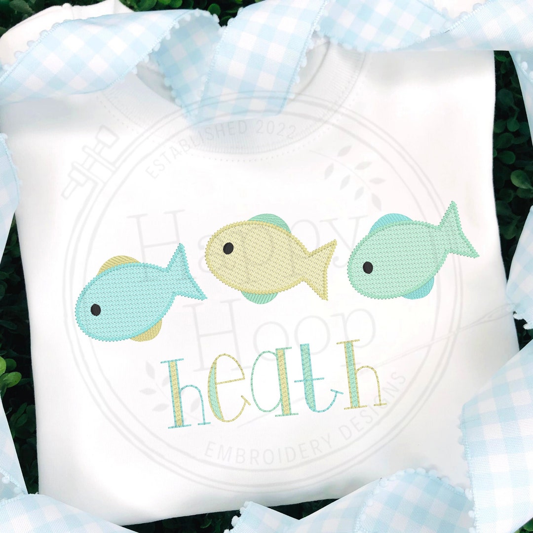 Fish Trio Sketch Design, Fish Trio Embroidery Design, Aquarium Design ...