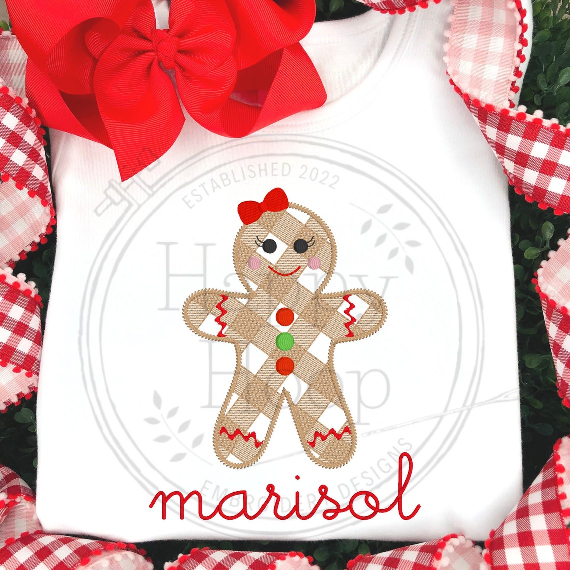 Gingham Gingerbread Embroidery Design Sketch Gingerbread - Etsy