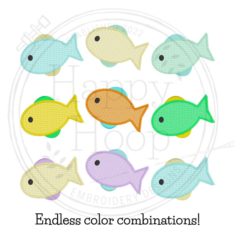 Fish Trio Sketch Design Fish Trio Embroidery Design Aquarium - Etsy