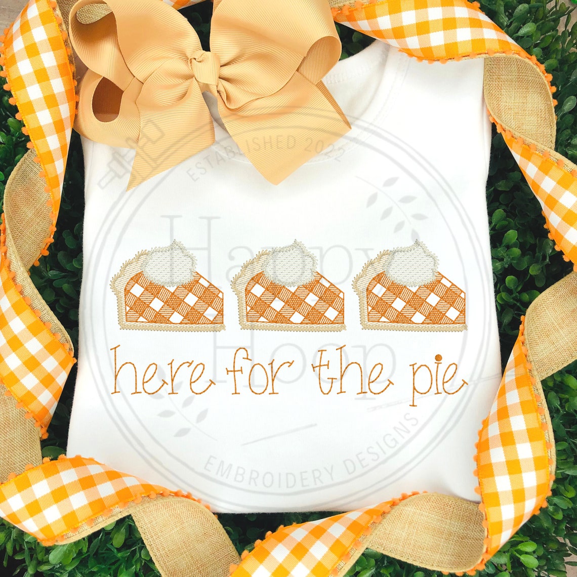 Gingham Sketch Pie Trio Pumpkin Pie Embroidery Design Pie - Etsy