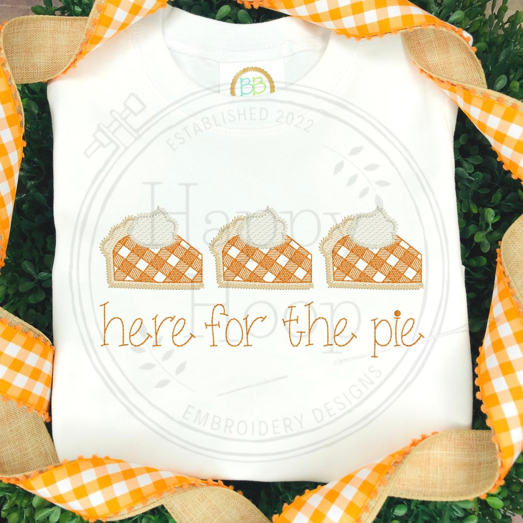 Gingham Sketch Pie Trio Pumpkin Pie Embroidery Design Pie - Etsy
