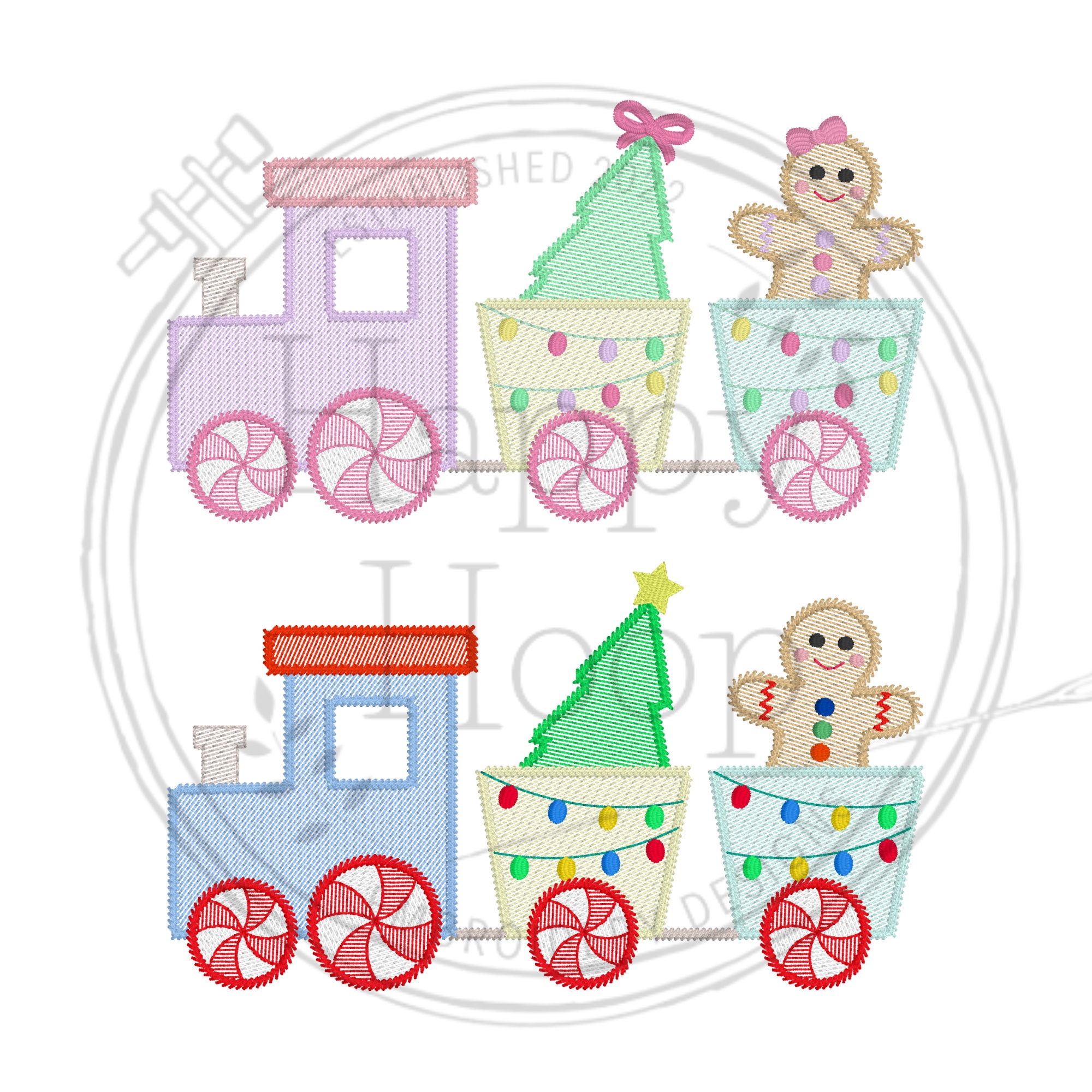 Christmas Train Sketch Fill Embroidery Design, Gingerbread Train ...
