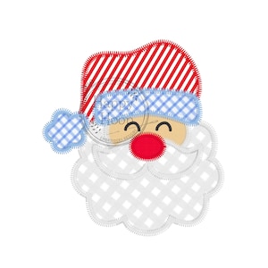 Santa Zig Zag Applique, Santa Claus Applique Design, Christmas Santa ...