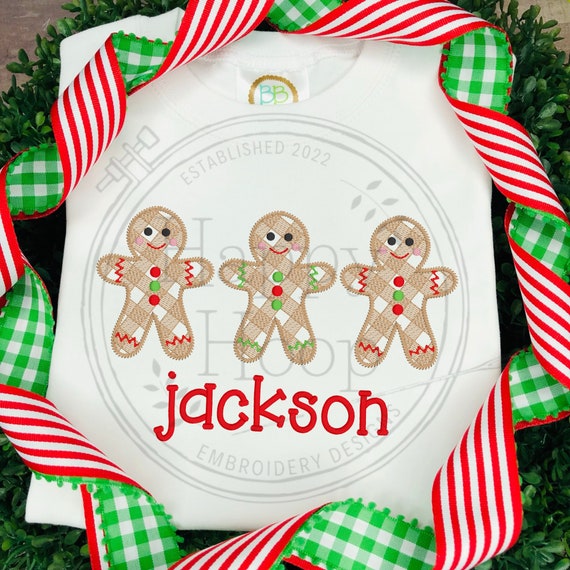 Gingham Gingerbread Trio Boy Girl Gingerbread Embroidery - Etsy