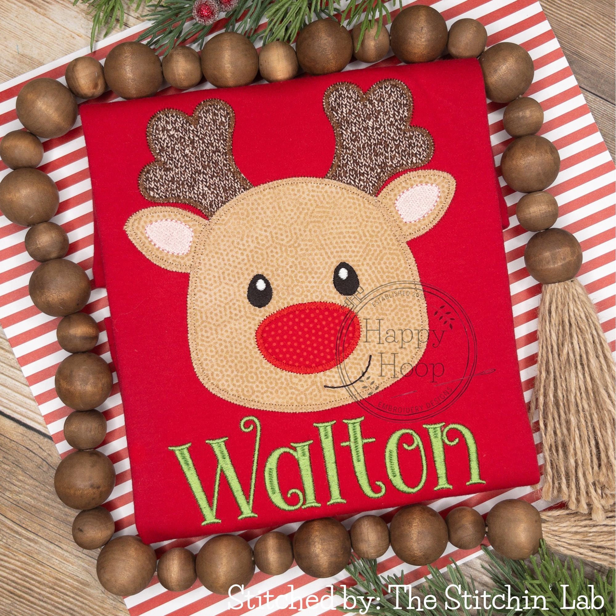 Reindeer Boy Zig Zag Applique Machine Embroidery Design, Christmas ...