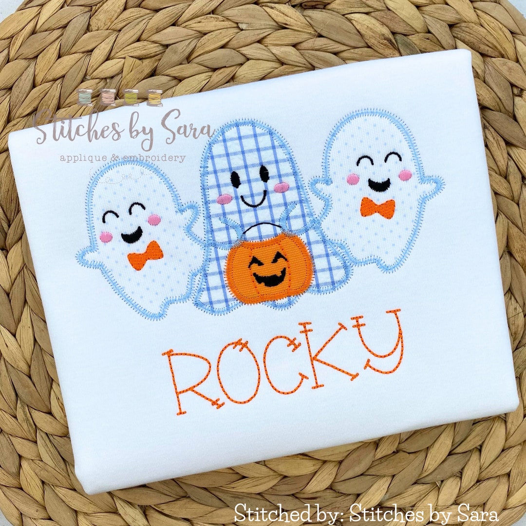 Boy Ghosts Zig Zag Applique, Trick or Treat Ghost Trio, Boy Ghost ...