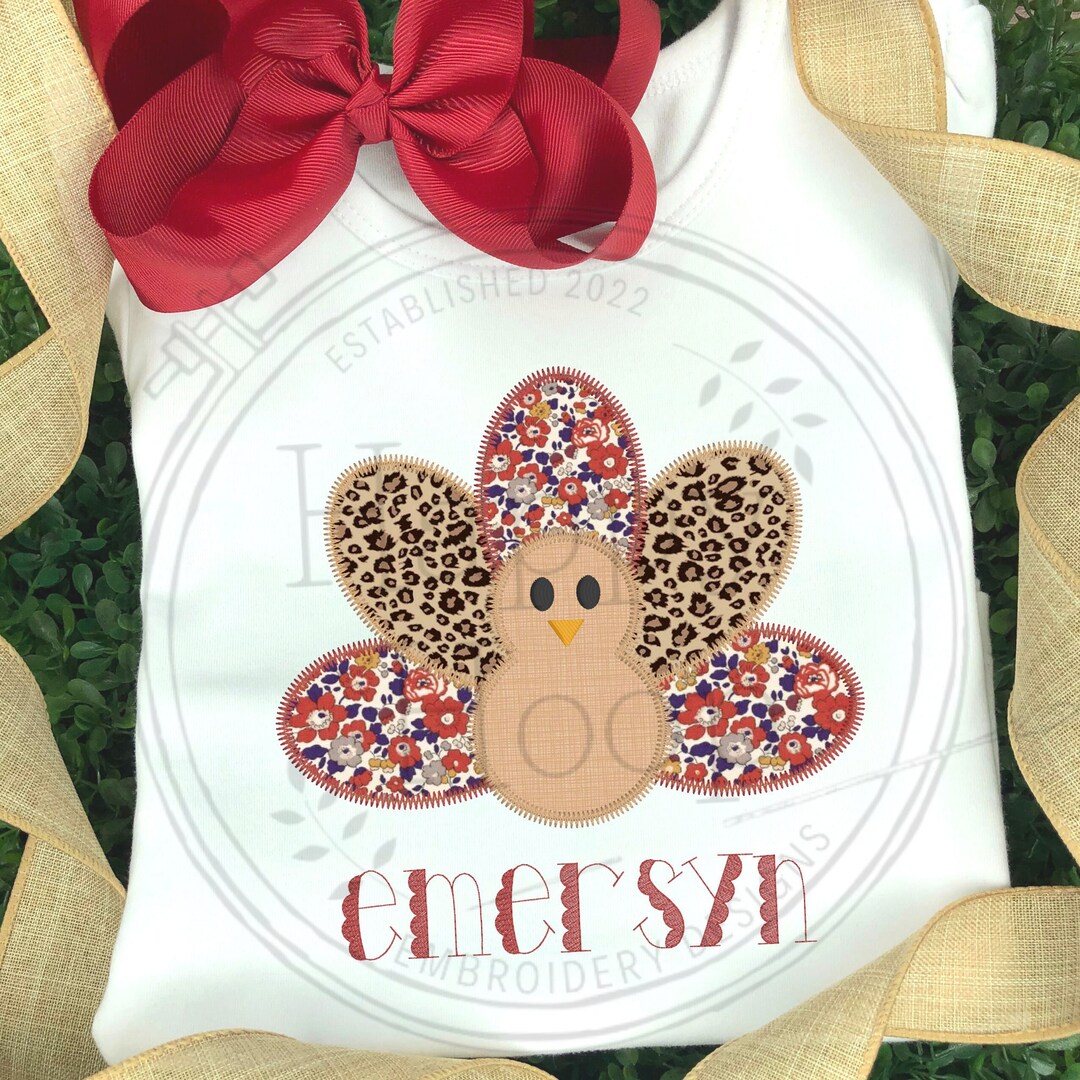 Turkey Zig Zag Applique, Thanksgiving Turkey Applique, Zig Zag Stitch ...