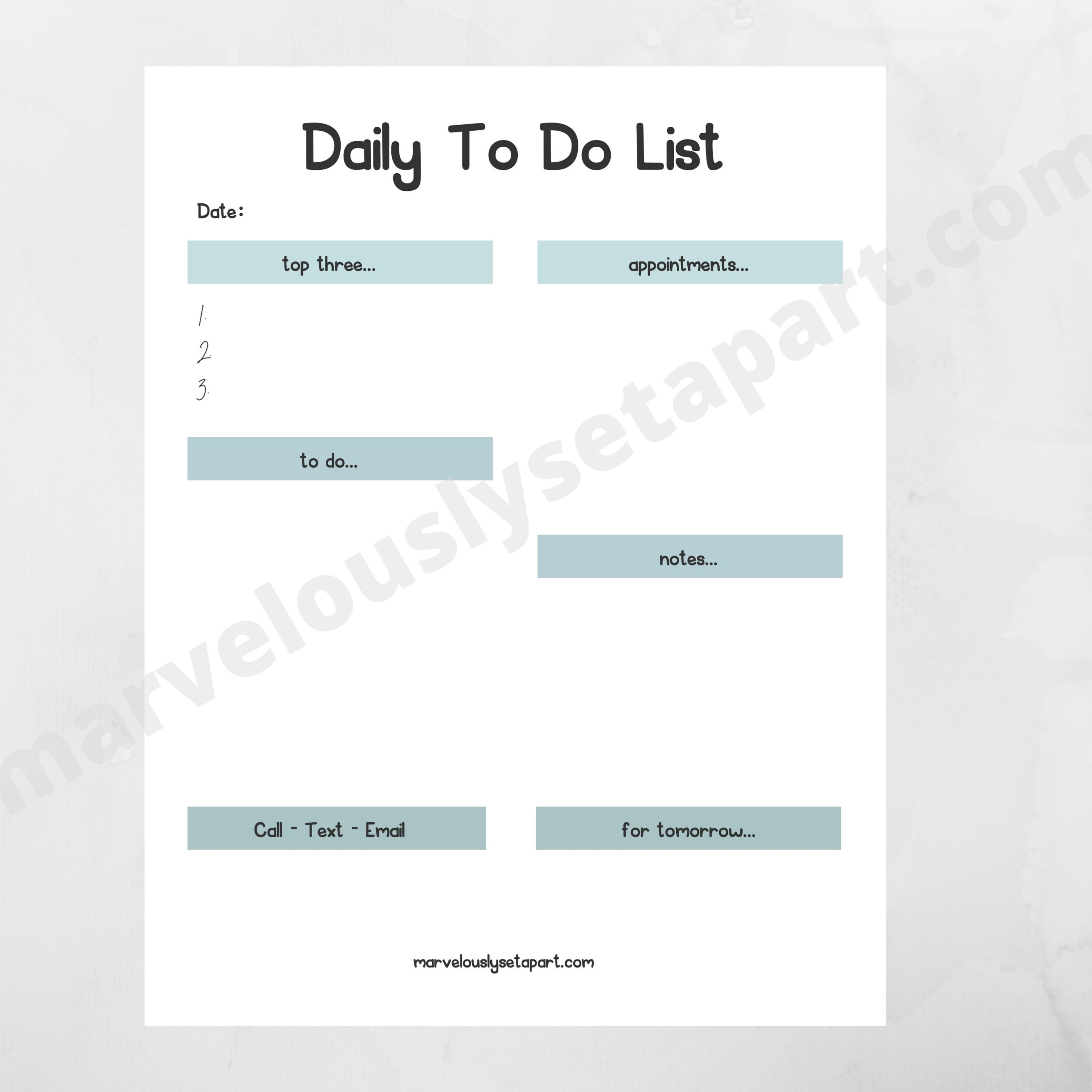 Daily to Do Page Planner Page Calendar Page, to Do Page, to Do Page ...