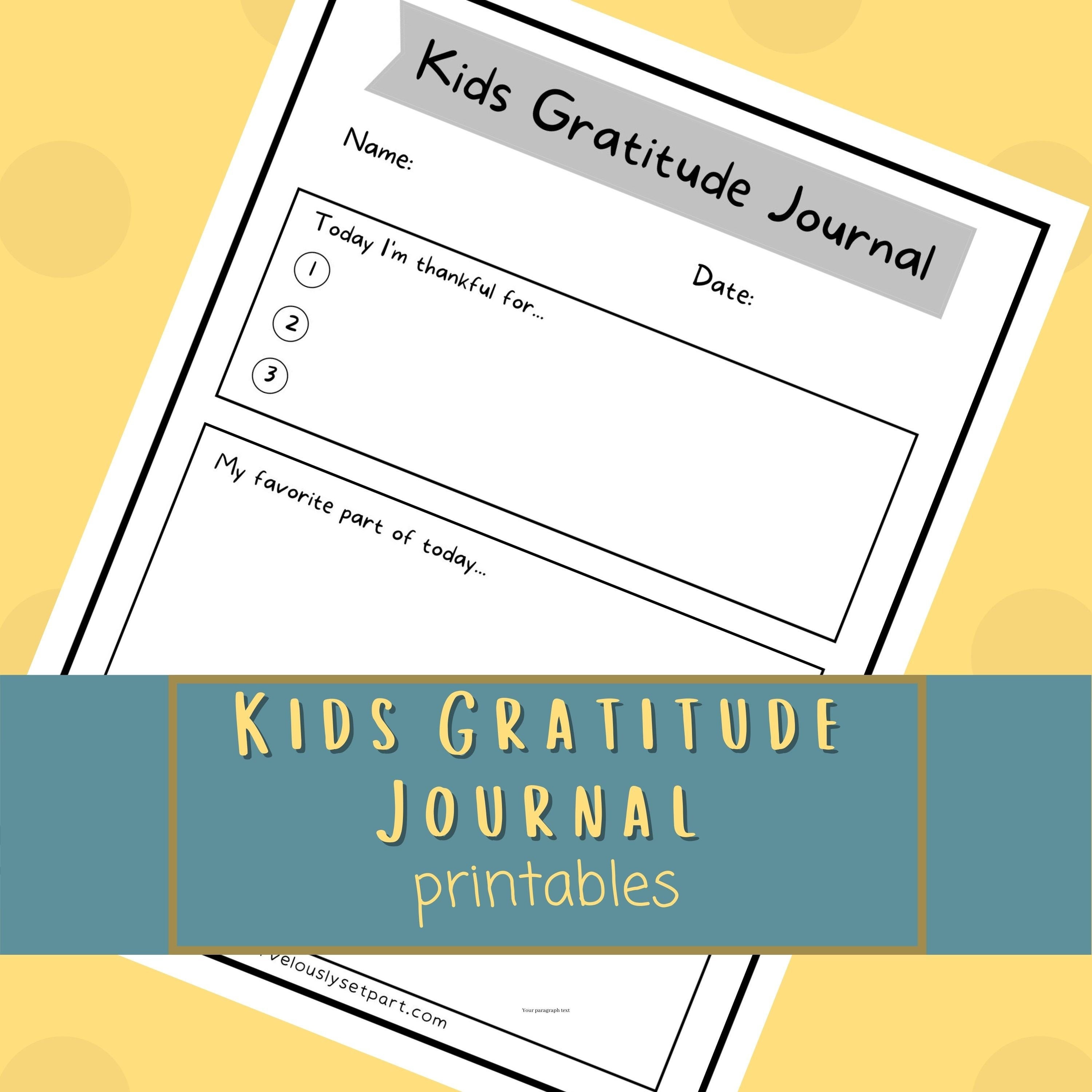 Kids Gratitude Journal Printable PDF, Gratitude Journal Page, Gratitude ...