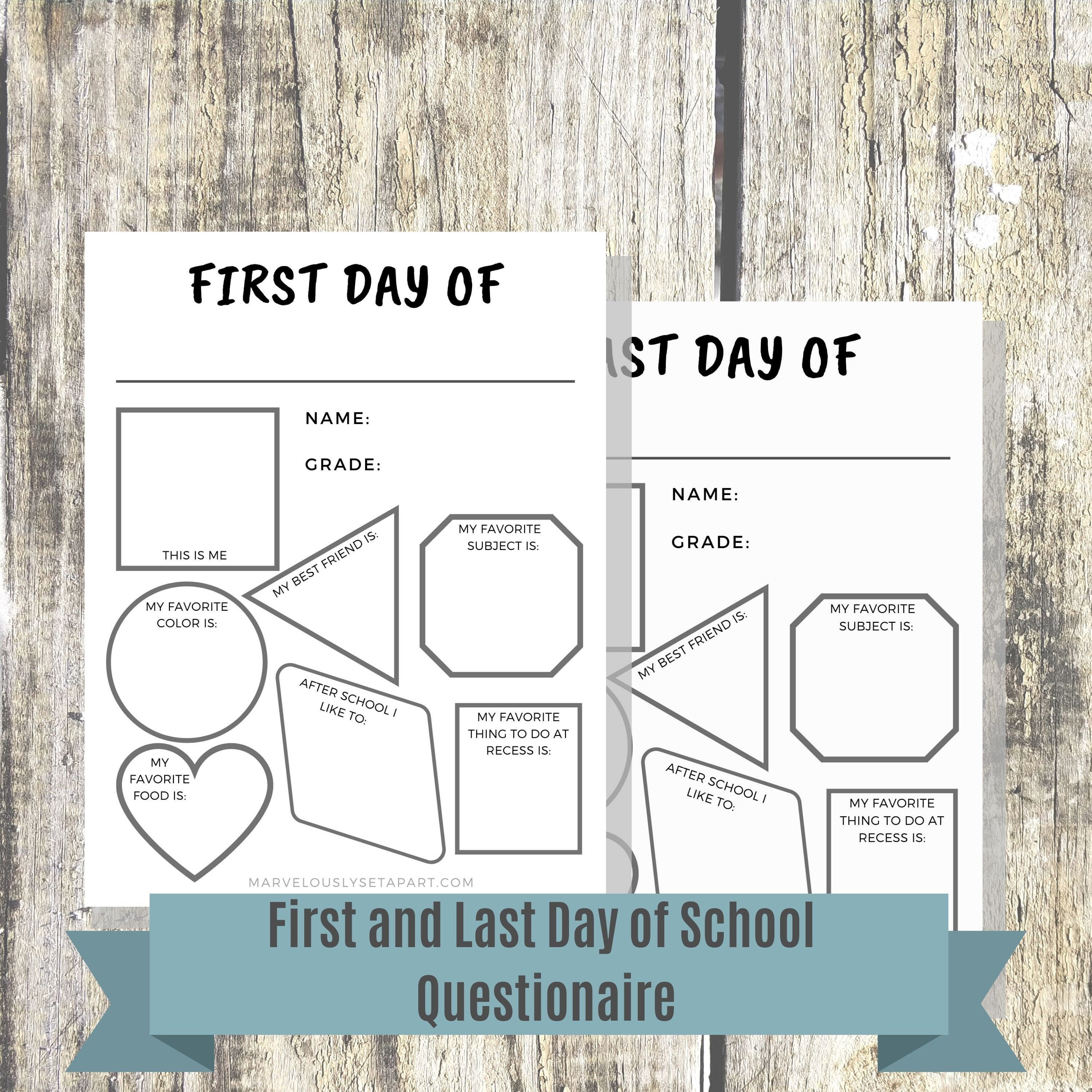 First and Last Day of School Questionnaire - Etsy