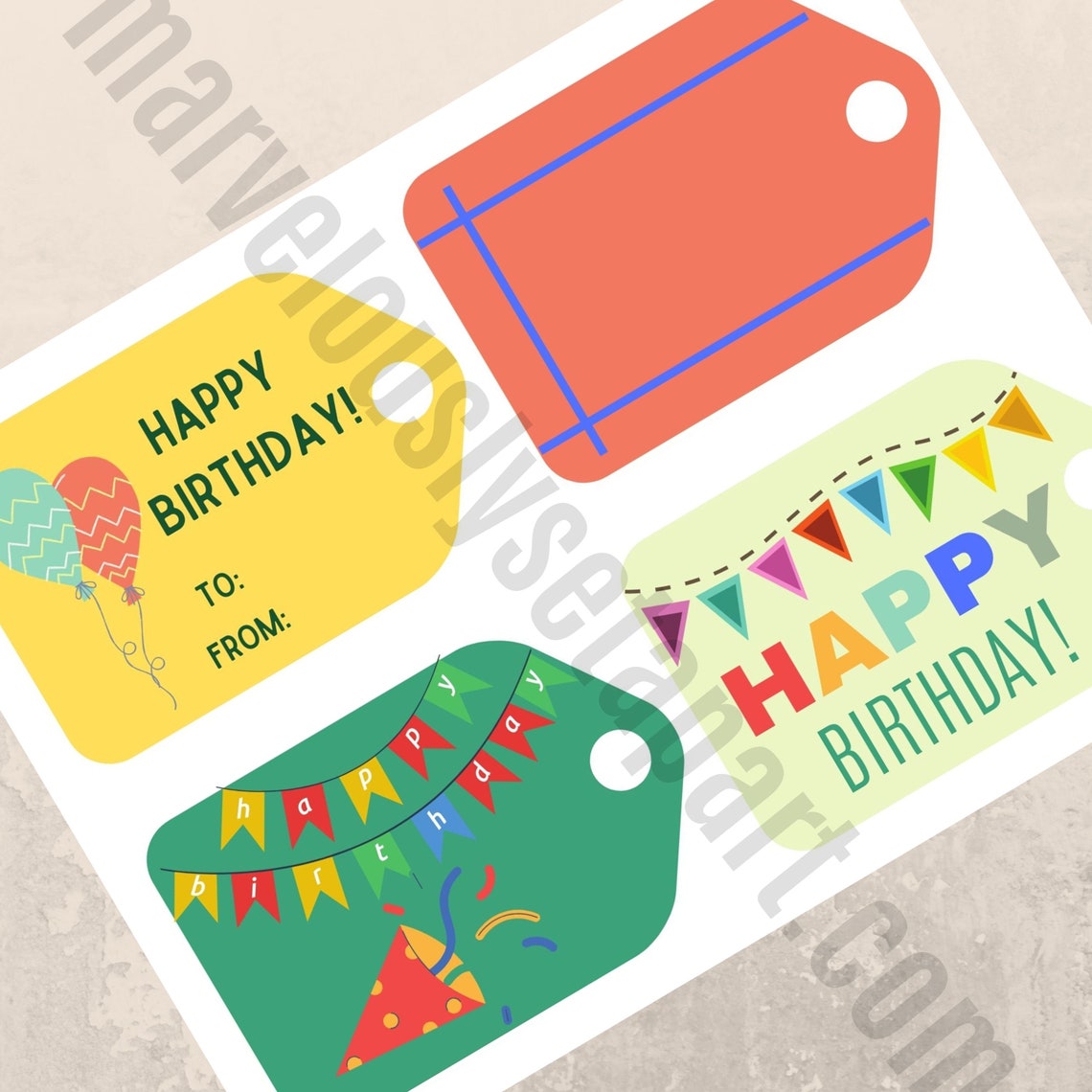 Birthday Tags Digital Download Printable Birthday Gift Tags, Gift Tags ...