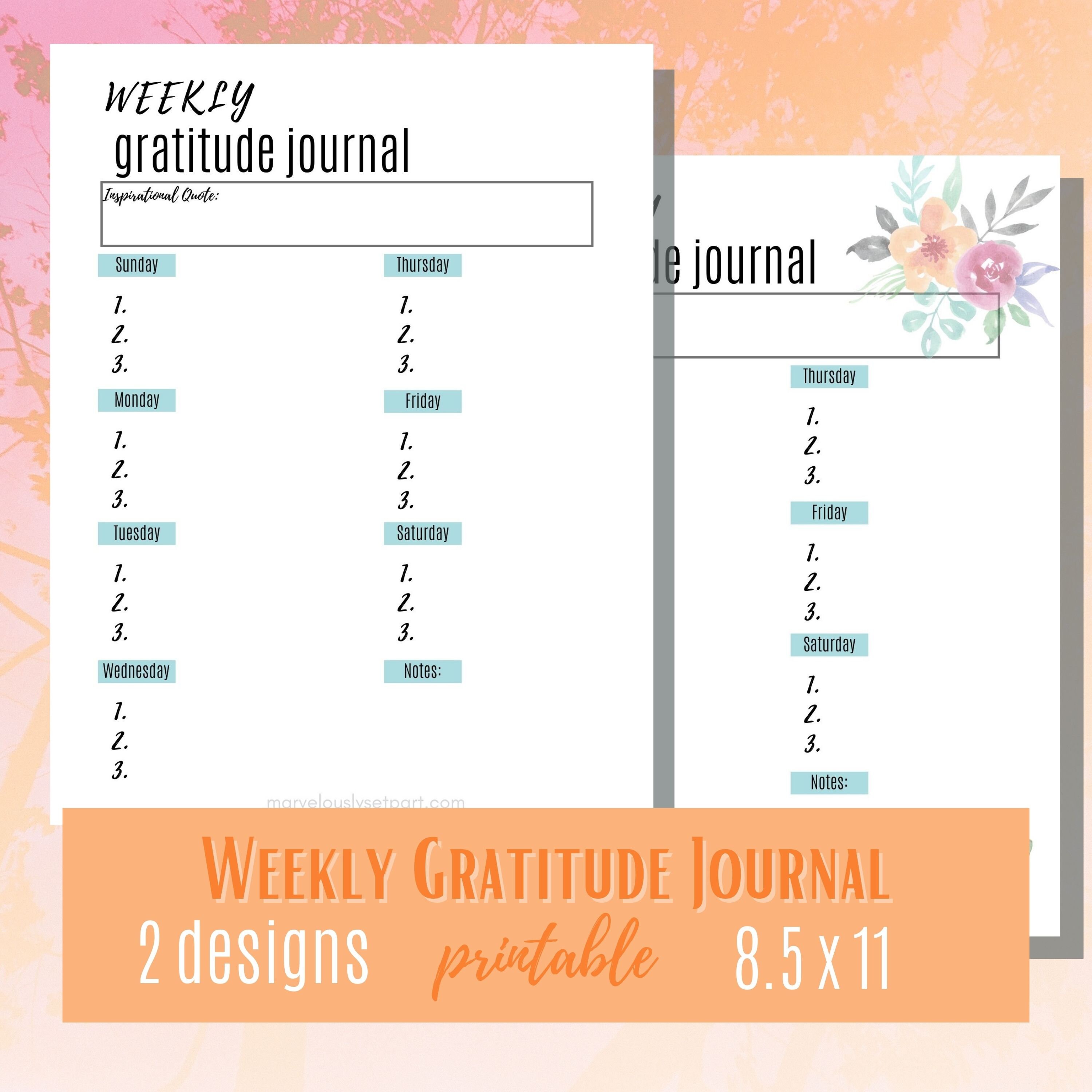 Gratitude Journal Printable PDF - Etsy