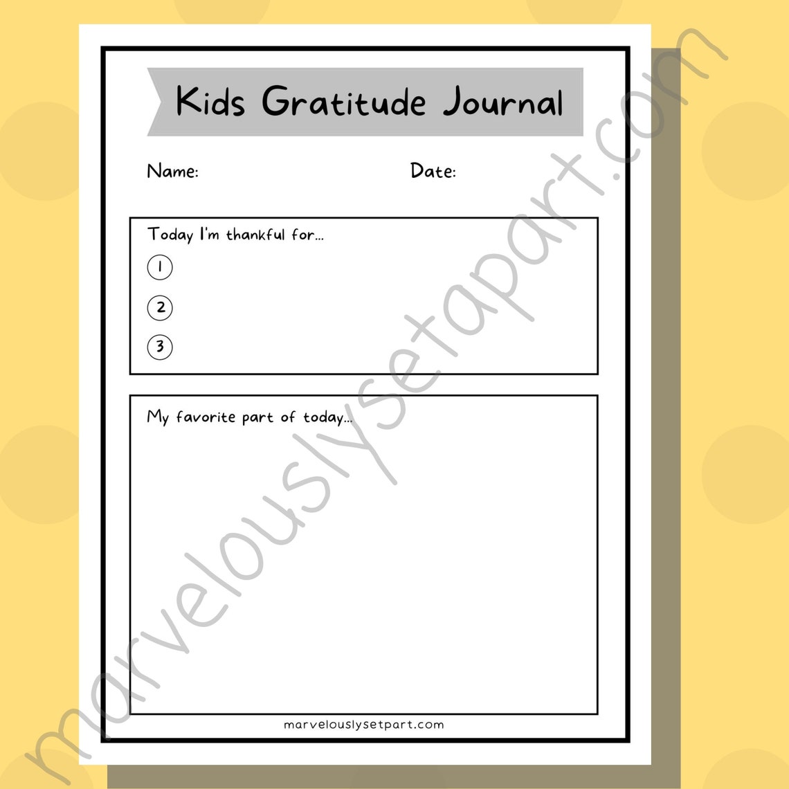 Kids Gratitude Journal Printable PDF, Gratitude Journal Page, Gratitude ...