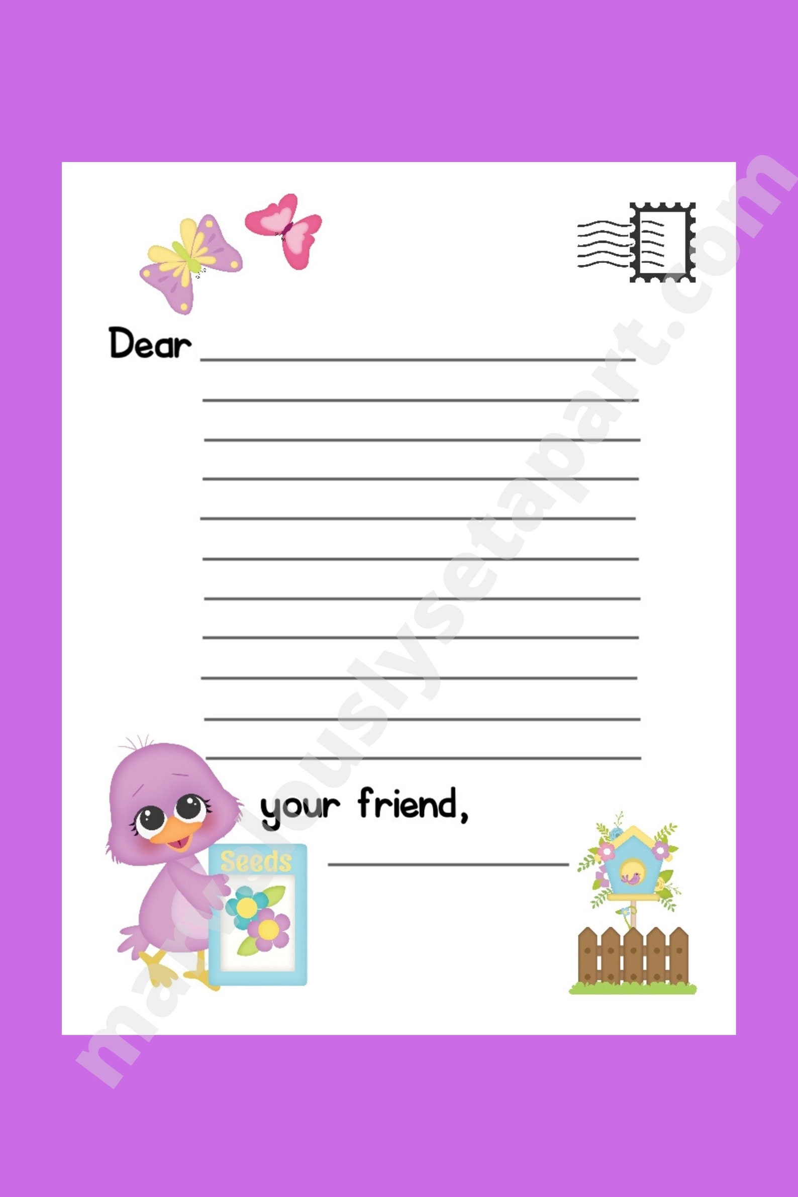 Letter Writing Templates for Kids, Writing Activity, Spring Activity ...