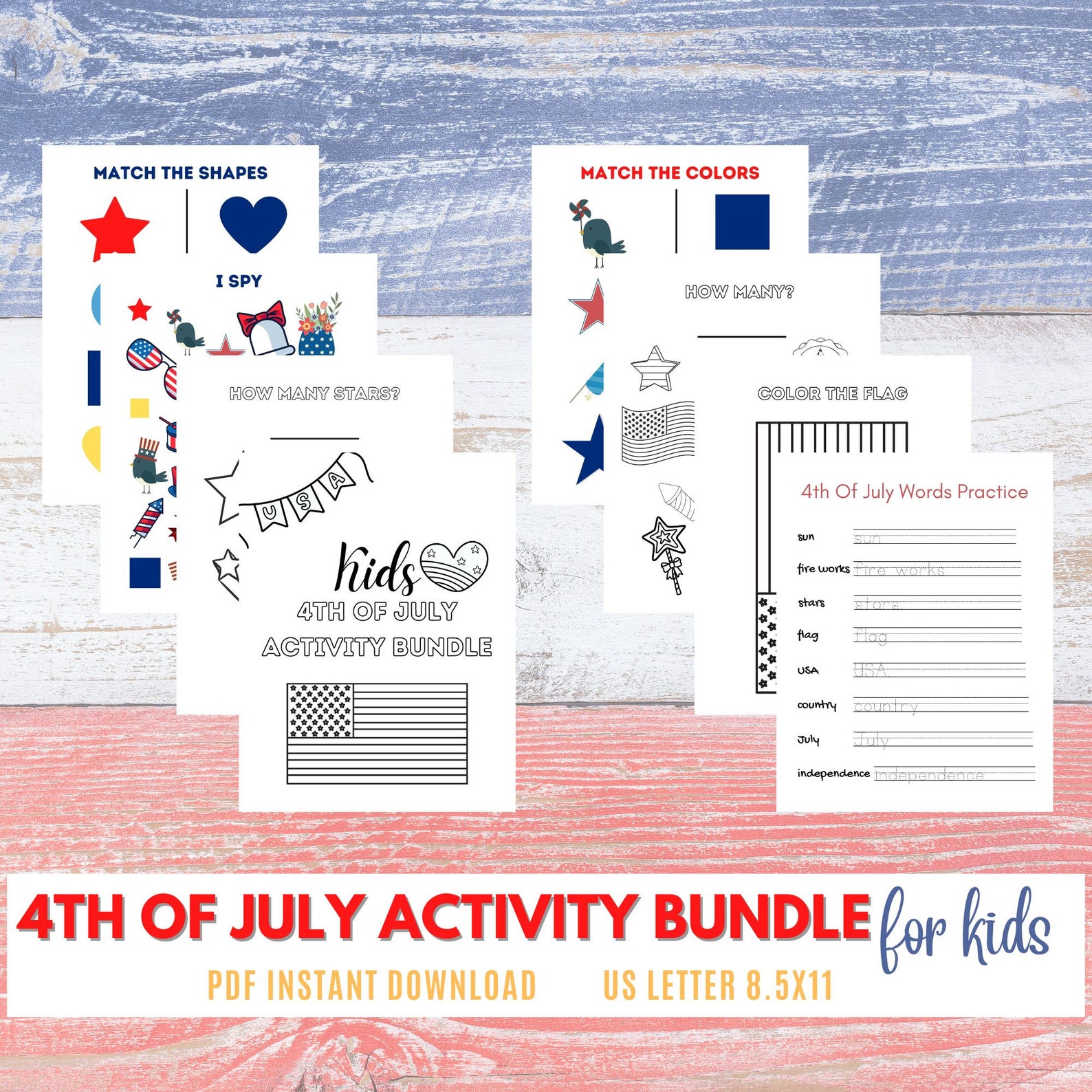 Independence Day Activity Bundle for Kids, Patriotic Activity Bundle ...