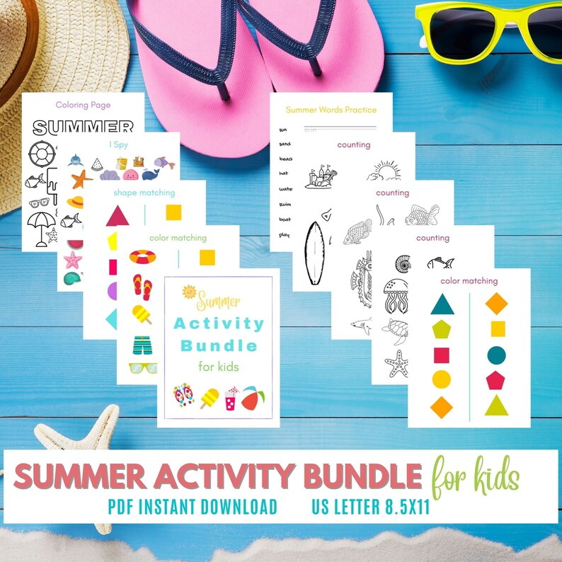 Summer Activity Bundle for Kids, Kids Summer Activity Bundle, Kids ...