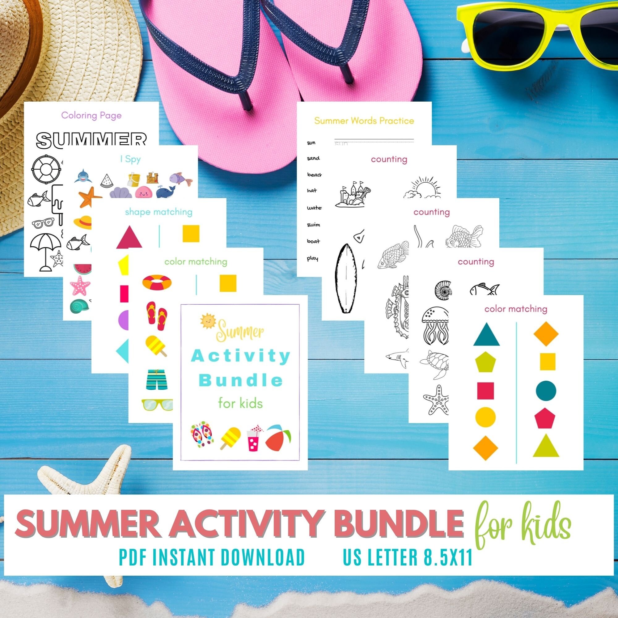 Summer Activity Bundle for Kids, Kids Summer Activity Bundle, Kids ...