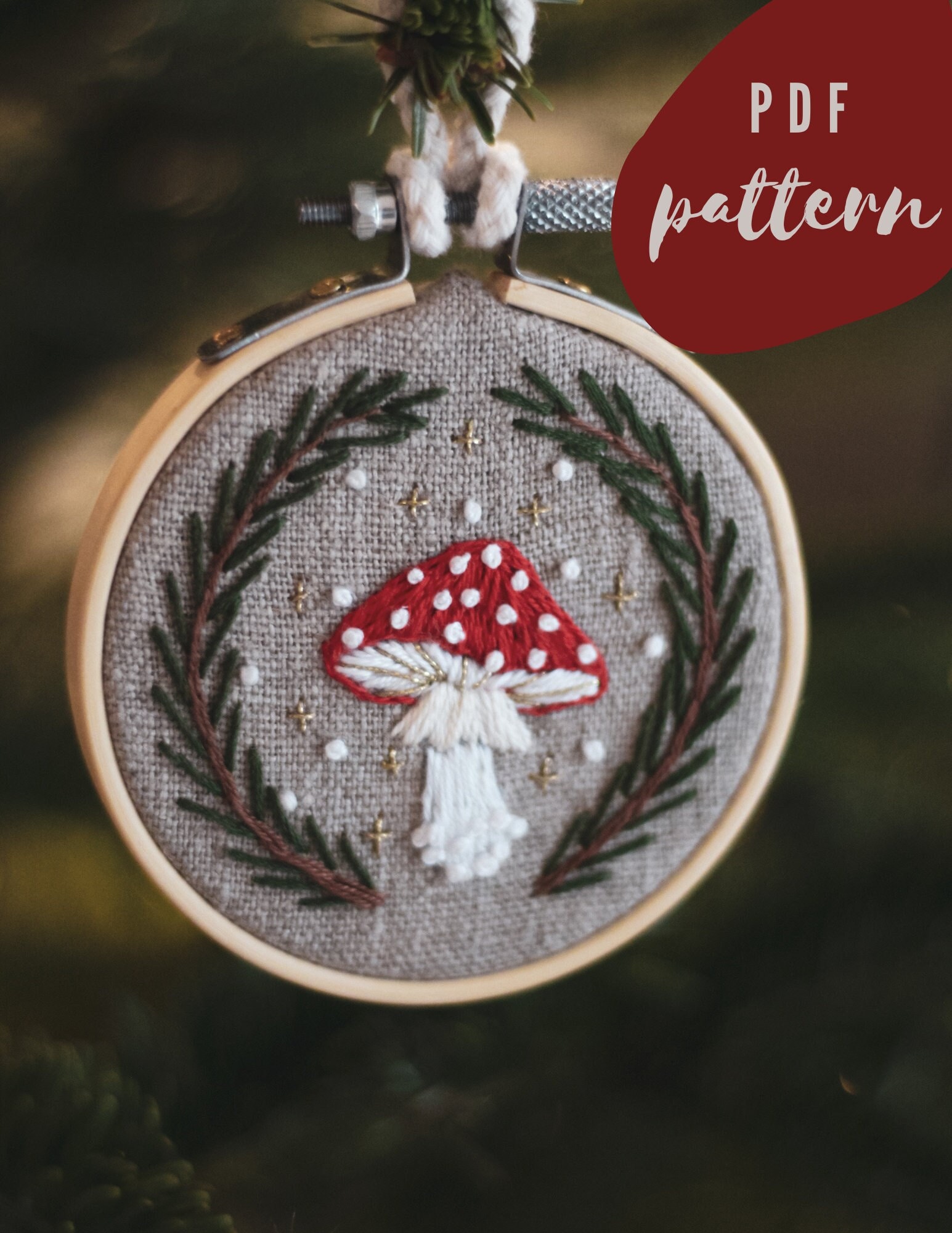 Cottagecore Forest Mushroom PDF Embroidery Pattern, Instant Download ...