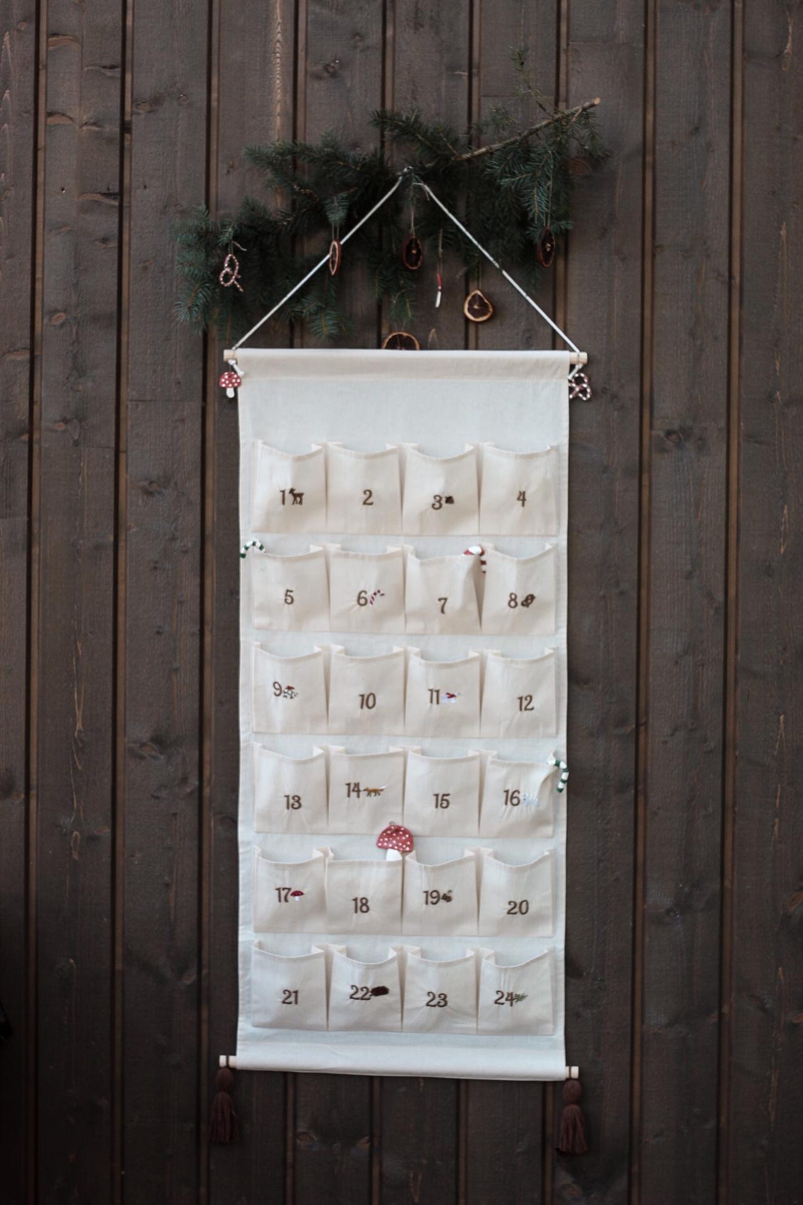 Personalized Embroidered Advent Calendar With Big Pockets, Wall Large ...