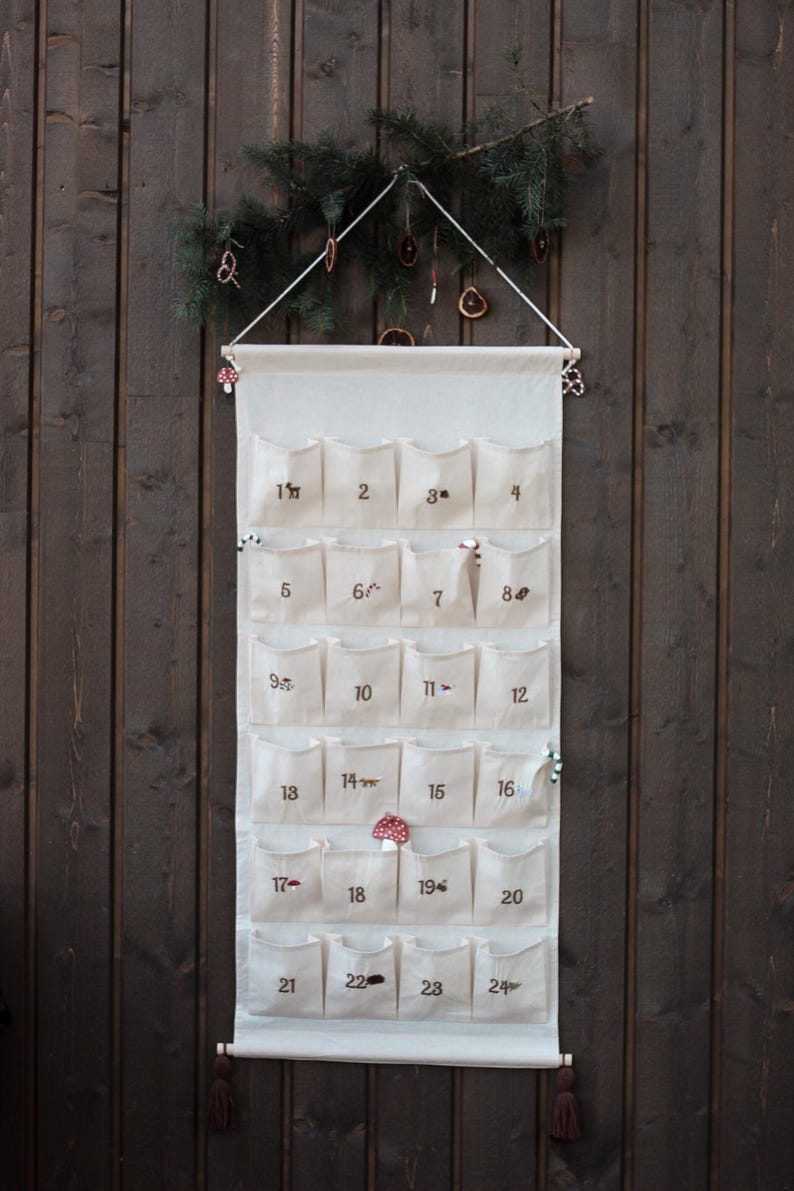 Personalized Embroidered Advent Calendar With Big Pockets, Wall Large ...