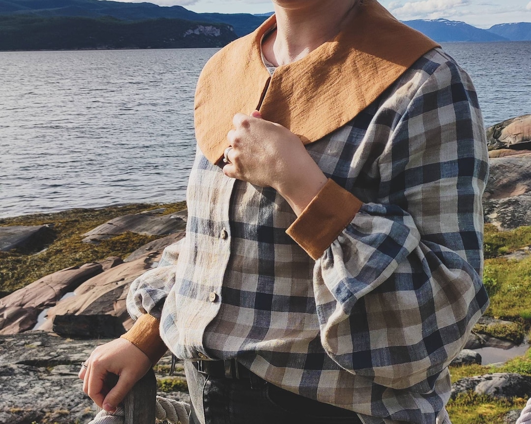 Cottagecore Linen Blouse/ Vintage Inspired Stonewashed Linen Shirt With ...
