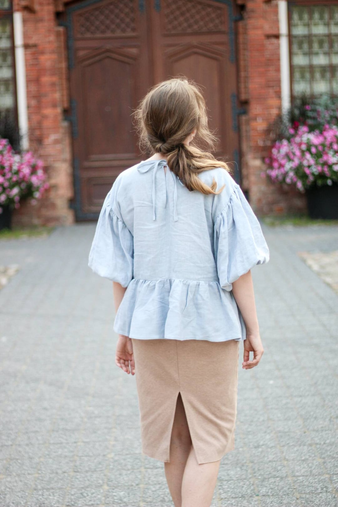 Linen Cottagecore Blouse With Puffy Sleeve / Summer Linen Top With ...