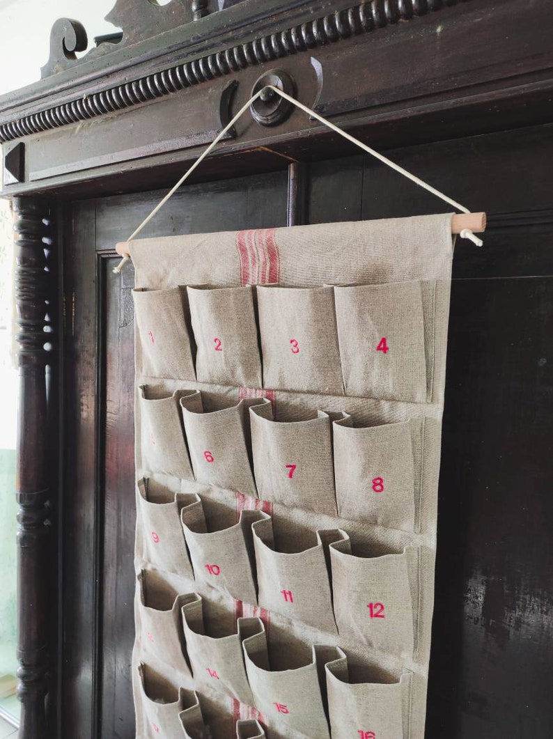 Nordic Style Advent Calendar, Natural Linen Advent Calendar, Large ...